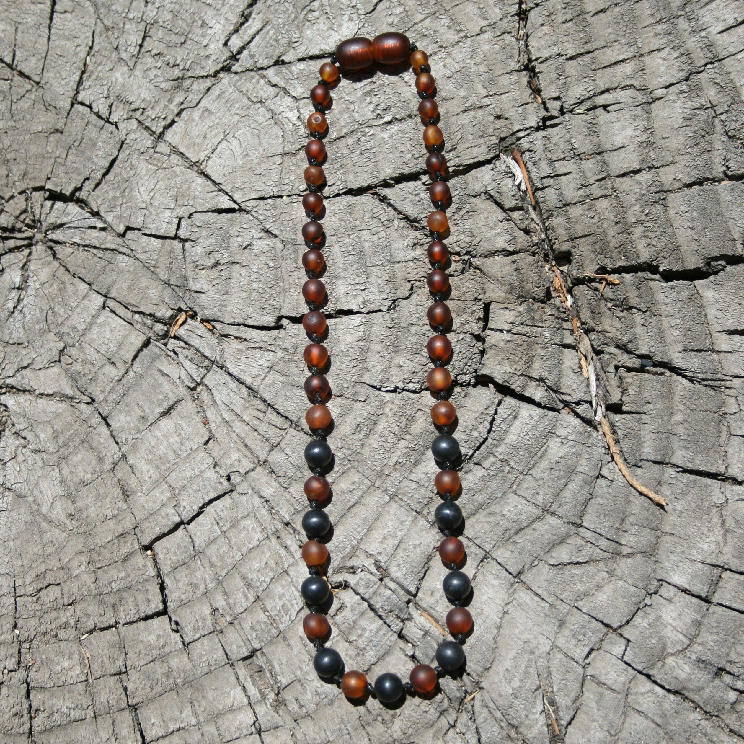 Shungite and Cognac Unpolished Baltic Amber Necklace, Anklet, or Brace ...